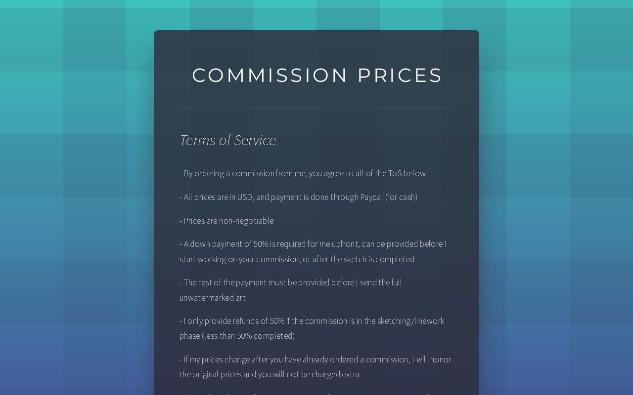 Indi's Commission Prices